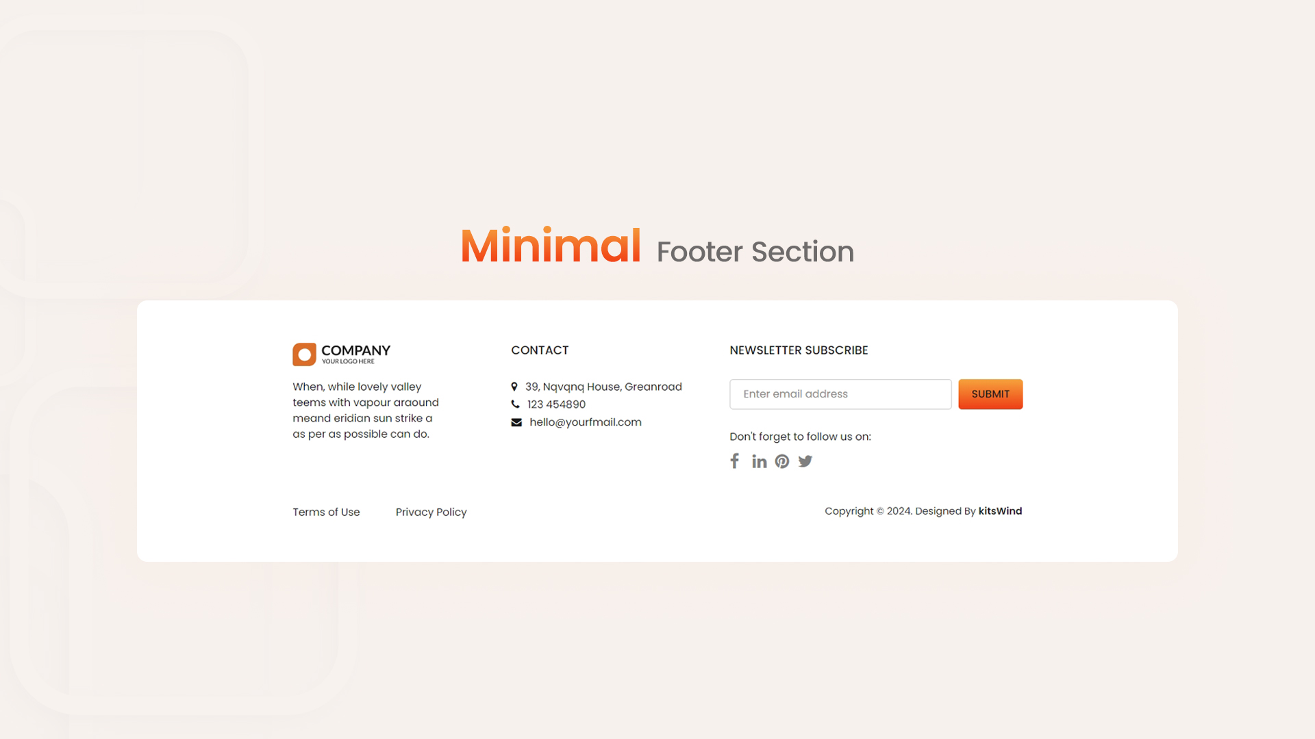 Minimal Footer Section Style 07 - kitsWind